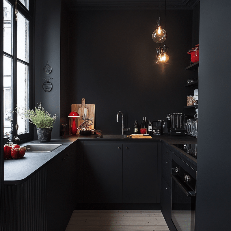 6 Easy Tips for Designing a Chic Small Black Kitchen : Gorgeous Design ...
