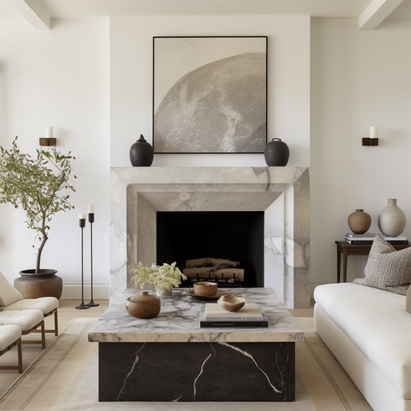 Quartz fireplace hearth & Natural stone design ideas - Unique Design Blog