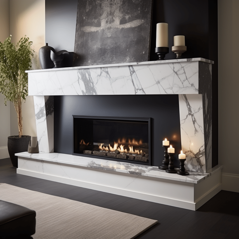Quartz fireplace hearth & Natural stone design ideas - Unique Design Blog