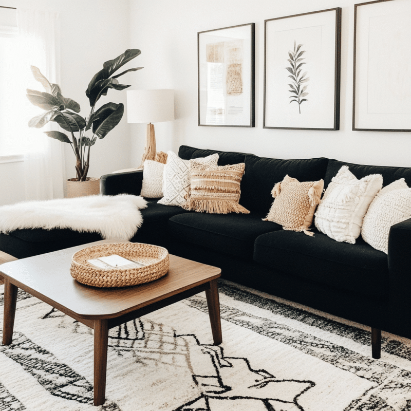 27 Stunning Modern Black Couch Living Room Ideas You’ll Love - Unique ...