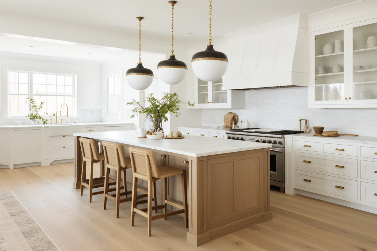 30 Beautiful White Kitchen with Wood Island ideas you need to copy ...
