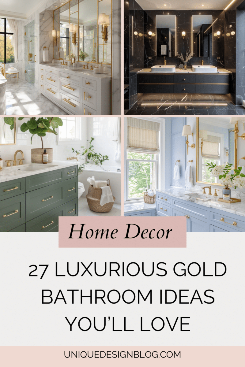 27 Luxurious Gold Bathroom Ideas You’ll Love - Unique Design Blog