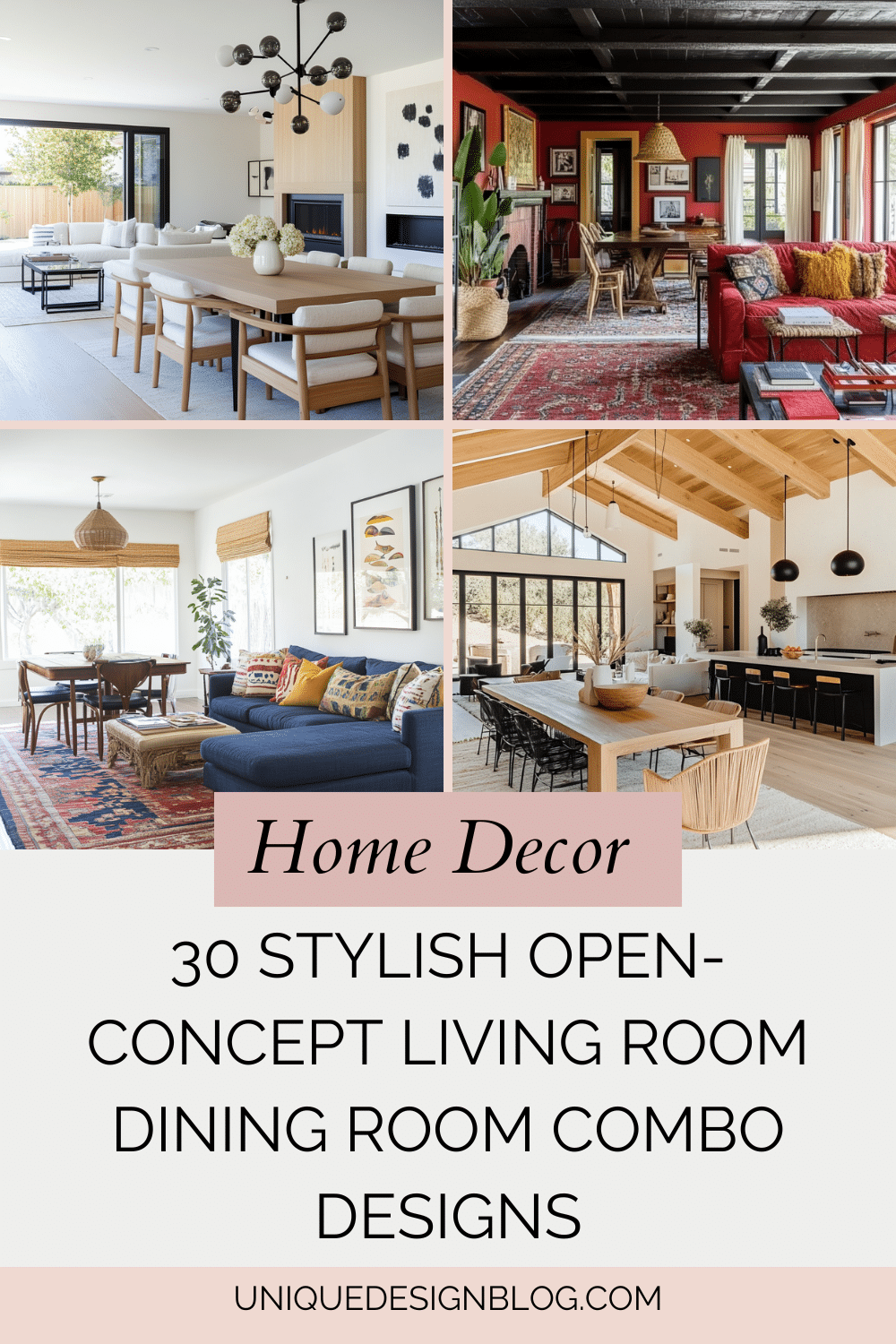 30 Stylish Open-Concept Living Room Dining Room Combo Designs - Unique ...